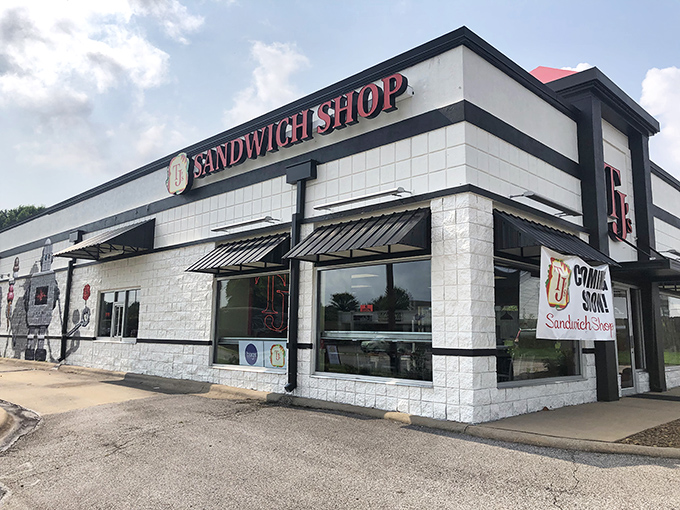 Robot murals aren't typically what you expect at sandwich shops, but this mechanical greeter sets the playful tone for the flavor adventure awaiting inside.