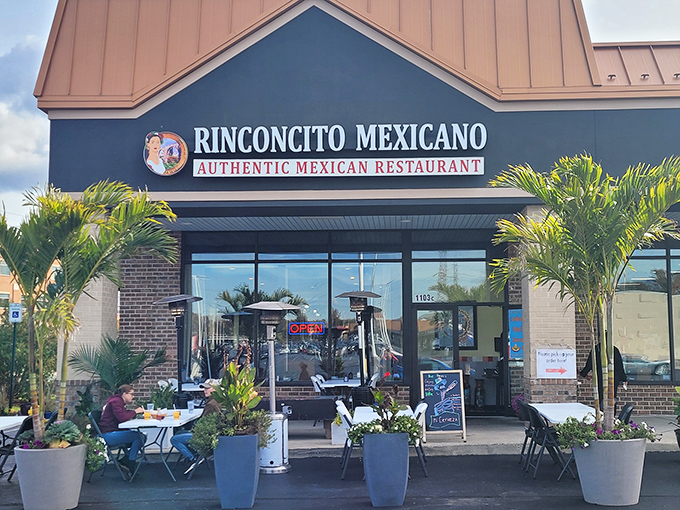The unassuming exterior of Rinconcito Mexicano proves once again that culinary treasures often hide in strip malls. Those potted palms are practically waving you inside!