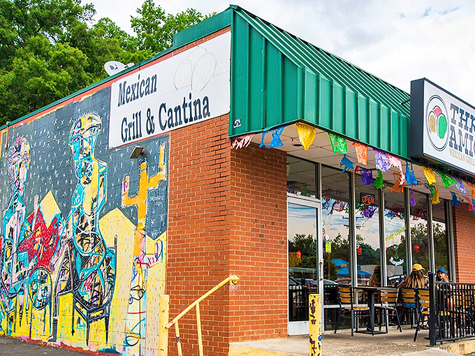 The vibrant mural outside Three Amigos sets the tone &ndash; authentic Mexican cuisine lives behind this unassuming brick fa&ccedil;ade in Charlotte.
