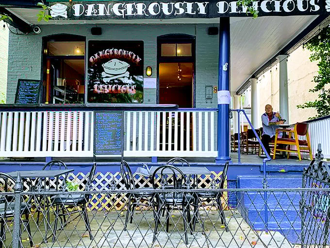 The blue porch beckons like a pie siren song. This unassuming Hampden storefront houses Baltimore's temple of flaky, buttery worship.