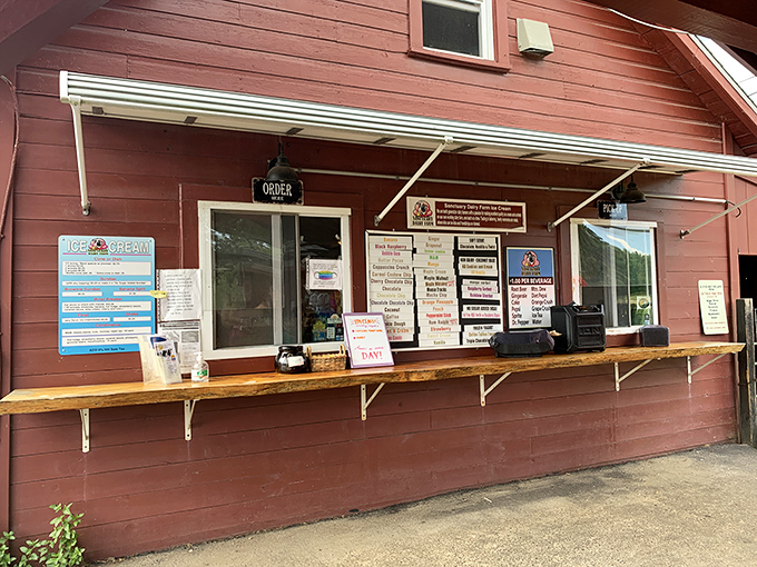 The unassuming red farm stand that houses ice cream dreams&mdash;proof that the best things in life rarely need neon signs or fancy facades.