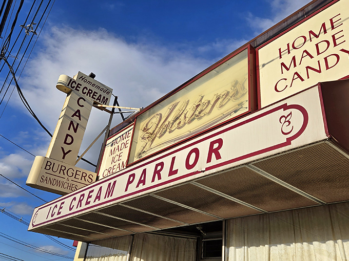 The classic storefront of Holsten's beckons like a time machine disguised as an ice cream parlor. Some things just never need updating.