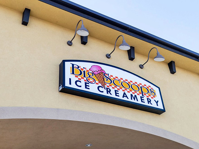 The cheerful yellow exterior of Big Scoops beckons like a dessert lighthouse, complete with welcoming benches where you can savor your frozen treasures in the Utah sunshine. 
