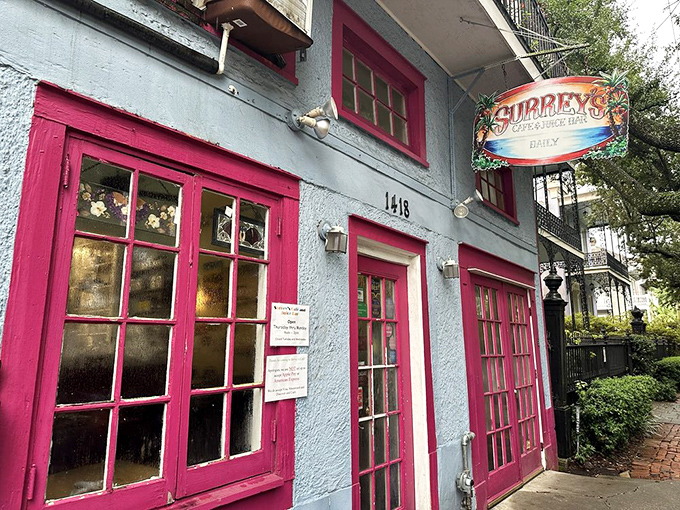 Surrey's pink fa&ccedil;ade stands like a breakfast beacon on Magazine Street, where New Orleans mornings transform from ordinary to extraordinary behind those cheerful windows.