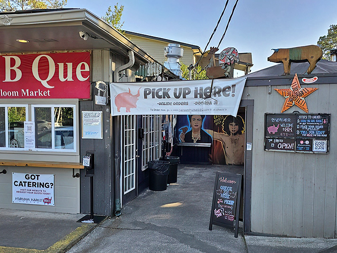 The unassuming storefront belies the culinary treasures within. Like finding a Picasso at a yard sale, this humble exterior hides Atlanta's barbecue royalty.