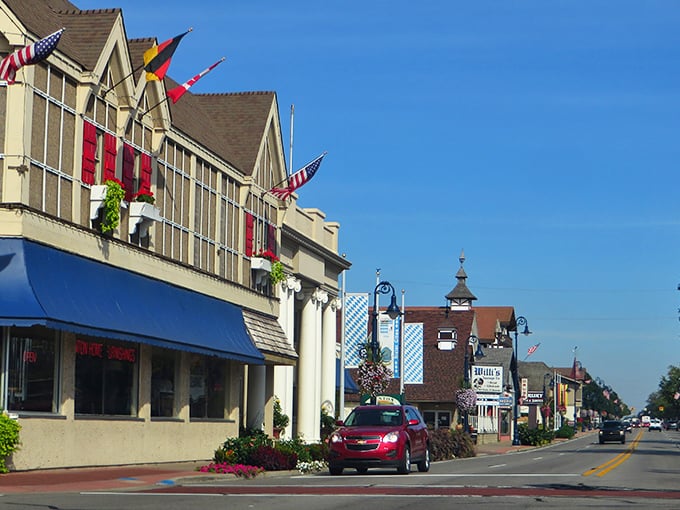 Main Street Frankenmuth looks like someone shrink-wrapped a Bavarian village and dropped it in the Michigan countryside. Those flags aren't just for show&mdash;they're waving "willkommen!"