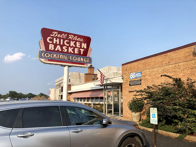 The iconic red neon sign beckons hungry travelers like a lighthouse for the stomach-starved. Route 66 nostalgia never tasted so good.