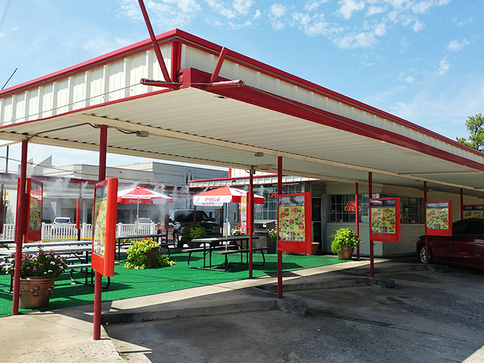 That iconic neon sign isn't just advertising &ndash; it's a time machine promising juicy burgers and nostalgia served in equal portions.