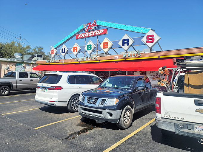 That iconic blue and red Frostop sign isn't just a landmark&mdash;it's a promise of burger bliss waiting just beyond those doors.