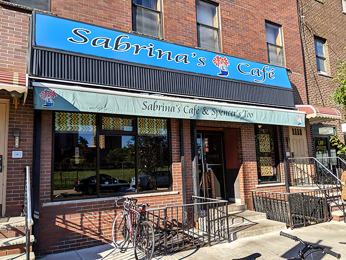 The iconic blue awning of Sabrina's beckons hungry Philadelphians like a breakfast lighthouse in a sea of brick buildings.