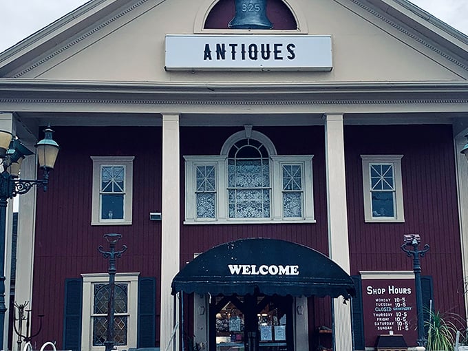 The former church turned treasure trove stands proudly on Route 6A, its crimson exterior and stately columns beckoning curious explorers to step back in time.