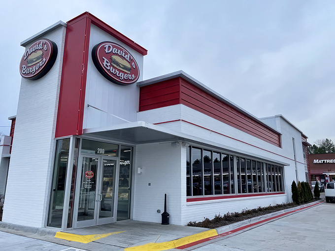 The iconic red and white exterior of David's Burgers stands as a beacon of hope for the burger-deprived souls of Little Rock.