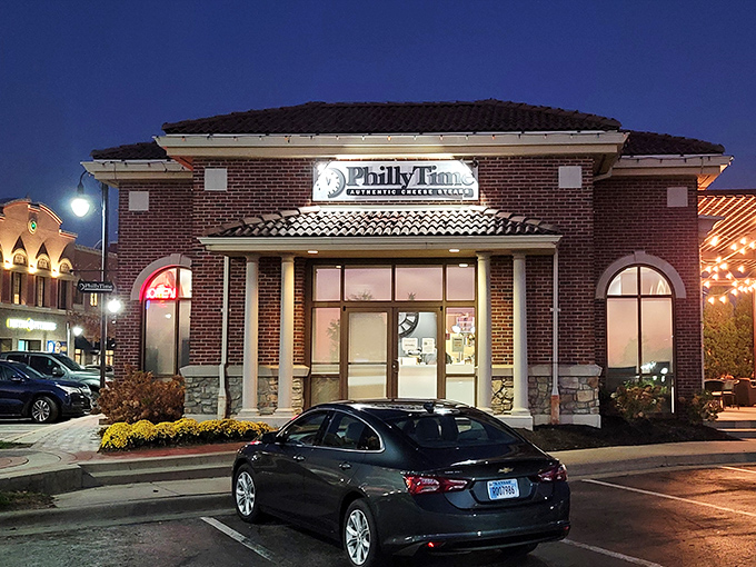 The brick fa&ccedil;ade of Philly Time stands as a beacon for sandwich seekers, promising authentic Philadelphia flavors in the heart of Kansas City.