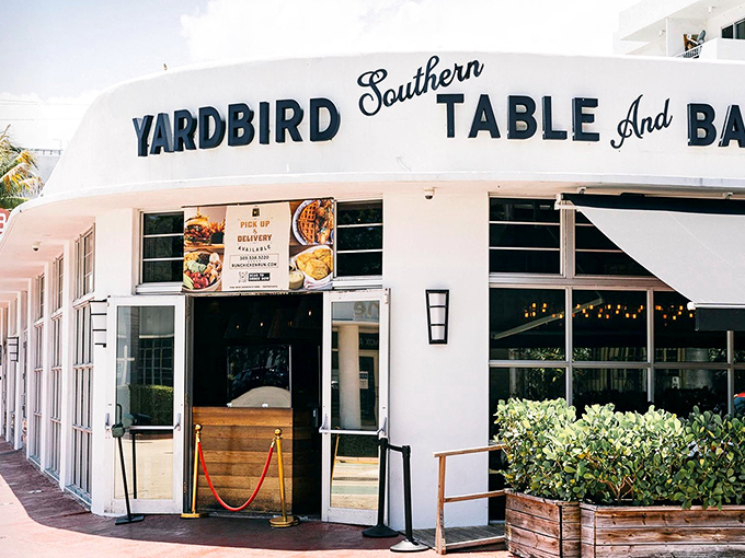 Corner real estate never looked so inviting! Yardbird's unassuming exterior on Miami Beach belies the Southern comfort revolution happening inside.