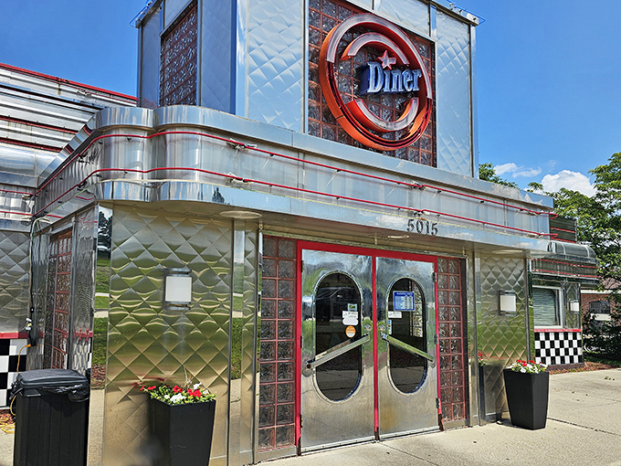 That classic chrome and red exterior whispers promises of comfort food perfection awaiting inside. 