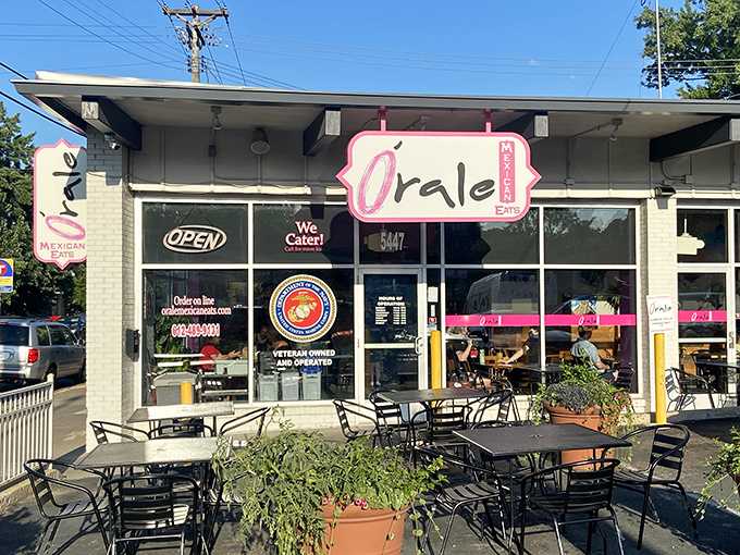 The pink sign beckons like a neon promise of flavor &ndash; &Oacute;rale's modest exterior hides Minneapolis's most vibrant Mexican culinary adventure.