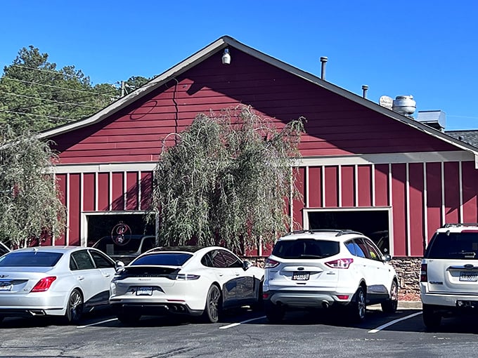 The classic American diner dream lives at Sister's Family Restaurant, where vintage muscle cars in the parking lot hint at the timeless treasures waiting inside.