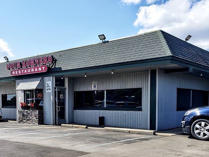 The unassuming exterior of Four Korners Restaurant proves once again that culinary treasures often hide in plain sight. Michigan's comfort food sanctuary awaits. 