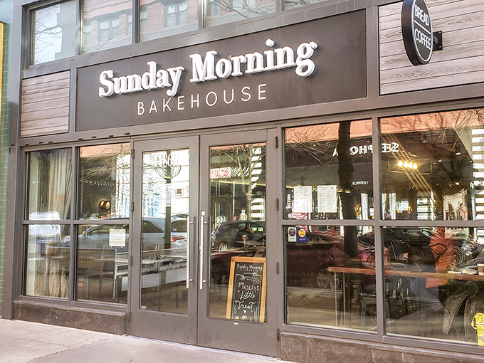 The sleek black exterior of Sunday Morning Bakehouse beckons like a beacon of buttery hope on even the dreariest Maryland morning.