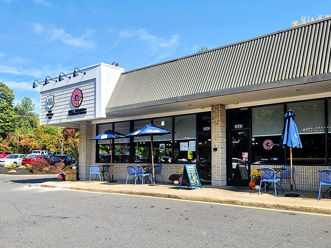 The unassuming exterior of Hill Donut Co & Pancake House &ndash; where breakfast dreams come true and diet plans go to gloriously die.