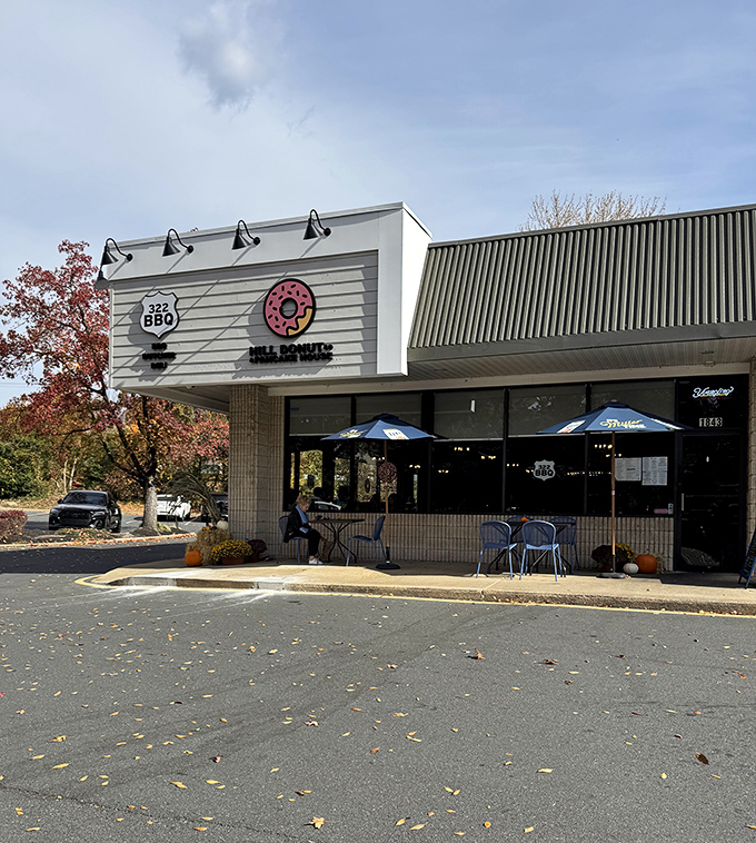 The unassuming exterior of Hill Donut Co & Pancake House &ndash; where breakfast dreams come true and diet plans go to gloriously die.