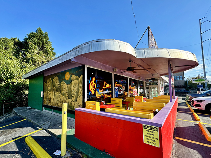 That neon glow isn't just lighting up the night&mdash;it's a beacon calling hungry souls to barbecue salvation on Piedmont Avenue.
