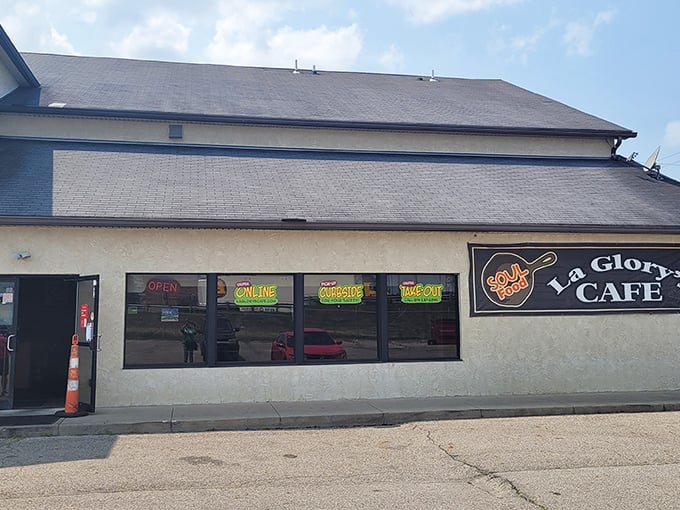 The unassuming exterior of La Glory's hides culinary treasures within, like finding a diamond in your backyard. Soul food paradise awaits.