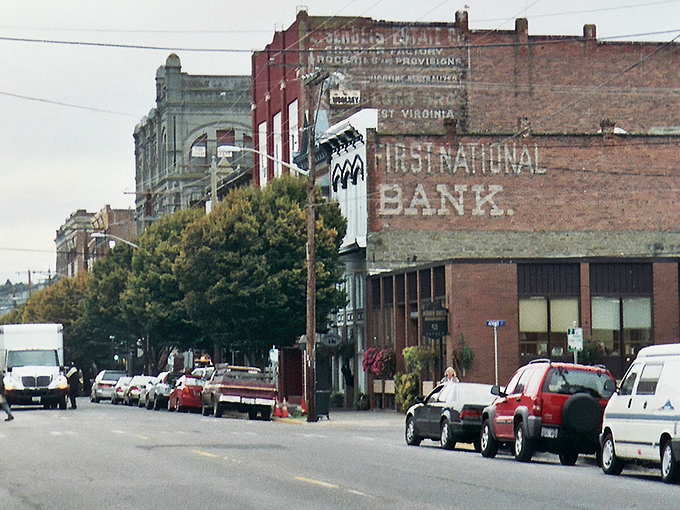 Victorian elegance meets Pacific Northwest charm on Water Street, where brick buildings whisper stories of maritime dreams and the almost-was "New York of the West."