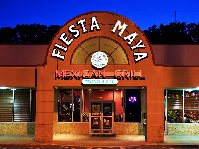 The bright red sign of Fiesta Maya cuts through Delaware's suburban landscape like a beacon of culinary promise. Strip mall treasures are often the best kind.