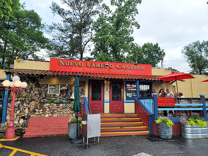The unassuming exterior of Nuevo Laredo Cantina beckons with its vibrant red doors and rustic stone fa&ccedil;ade&mdash;a colorful oasis amid Atlanta's industrial district.