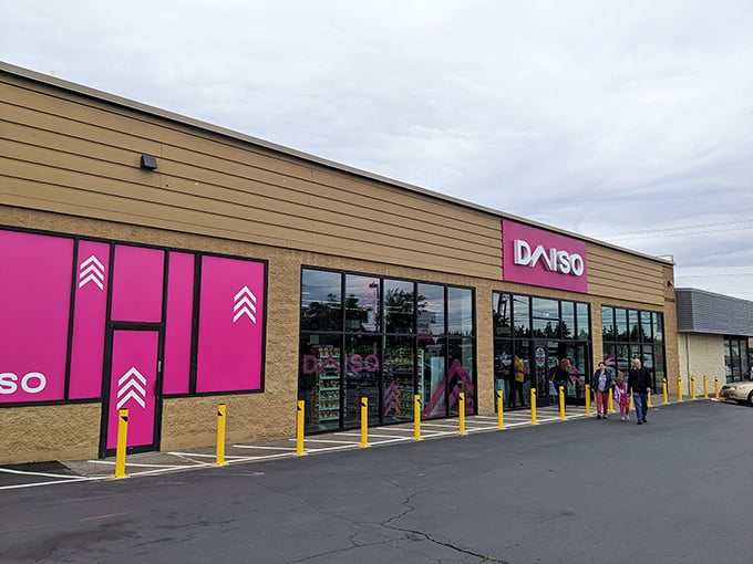 Daiso's vibrant pink storefront on Aurora Avenue stands out like a beacon of bargain-hunting hope in Seattle's often gray landscape.
