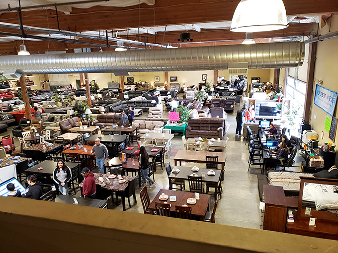 Welcome to furniture paradise! Michael's vast showroom stretches before you like an IKEA without the relationship-testing assembly instructions.