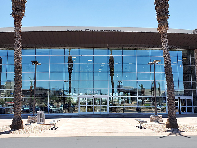 The sleek glass fa&ccedil;ade of Penske Racing Museum gleams in the Arizona sun, palm trees standing guard like pit crew members awaiting their champions.