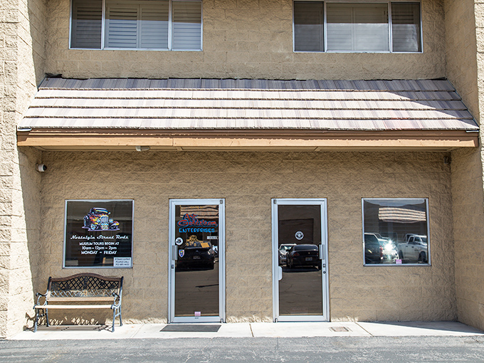 Modern muscle meets classic charm outside Nostalgia Street Rods. These gleaming Corvettes are just appetizers for the automotive feast waiting inside.
