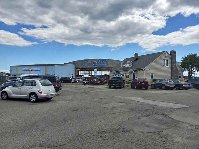 The unassuming exterior of Connecticut Air & Space Center looks more like your uncle's oversized garage than a treasure trove of aviation history. Don't judge this book by its cover!