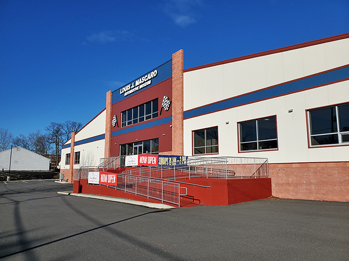The modest exterior of Louis J. Mascaro Automotive Museum belies the automotive wonderland waiting inside, like finding a treasure chest disguised as an ordinary box.