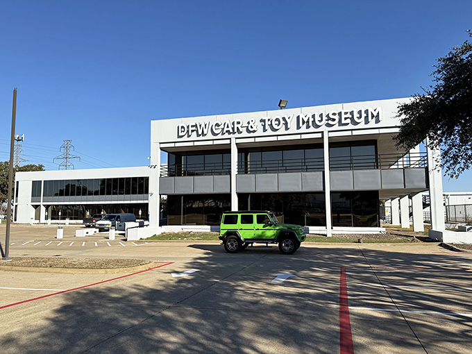 The sleek, modern exterior of the DFW Car & Toy Museum belies the nostalgic treasures waiting inside. Fort Worth's best-kept automotive secret.