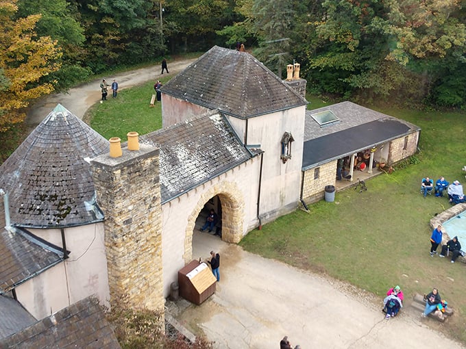 Straight out of a fairy tale! Stronghold's stone towers and Tudor-style architecture make you wonder if Rapunzel might let down her hair at any moment.