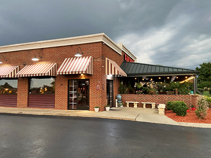 The unassuming brick exterior with its jaunty striped awnings gives just a hint of the culinary adventure waiting inside. Like finding treasure in your own backyard.