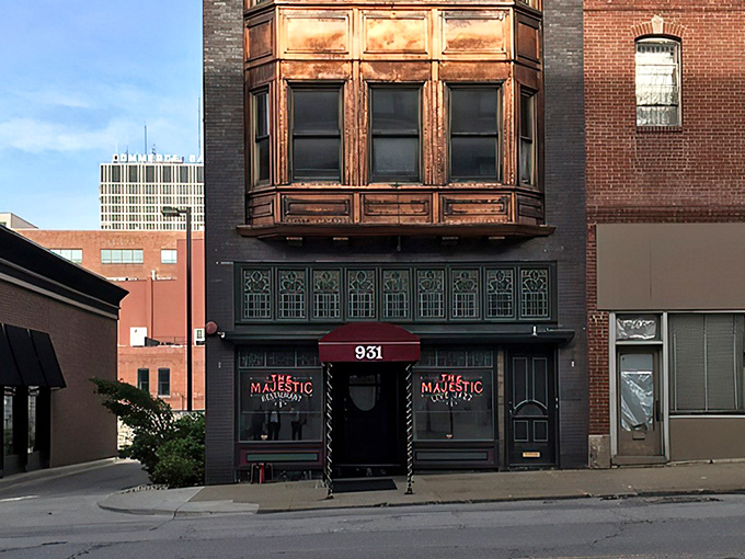 The crimson awning of The Majestic beckons like a time portal to the Prohibition era. History and hunger, satisfied under one historic roof.