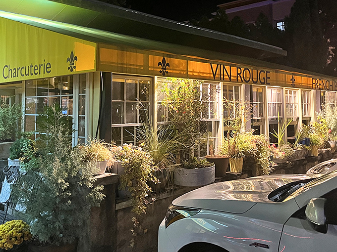 The golden-hued awning and potted cypress trees create a Provençal illusion so convincing, you'll check your passport to confirm you're still in Durham.