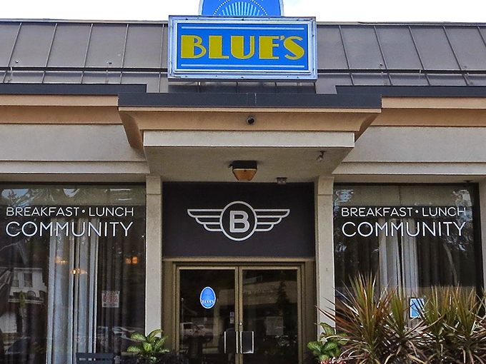 The blue awning beckons like a breakfast lighthouse, guiding hungry souls to this Milwaukee morning haven where French toast dreams come true.