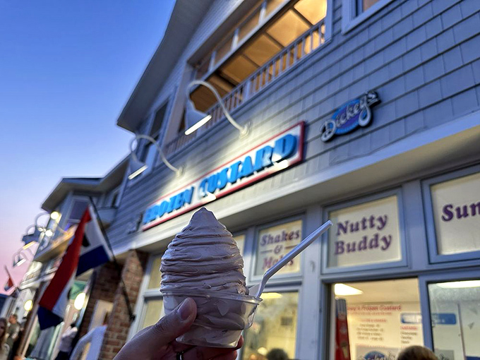 Beachfront paradise for frozen custard enthusiasts! Dickey's classic boardwalk storefront promises sweet relief from the Delaware summer heat.