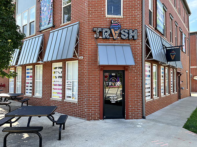 TRVSH's brick corner location in downtown Bentonville beckons with its distinctive metal awnings and inviting picnic tables&mdash;architectural foreplay for the flavor explosion waiting inside.