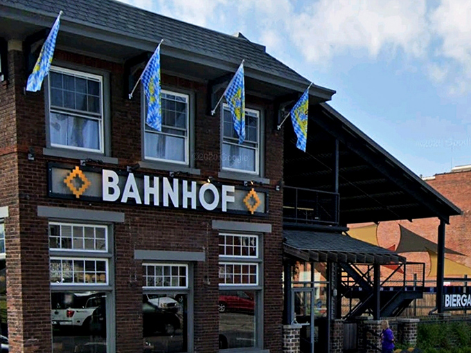 Bahnhof's brick exterior beckons like a portal to Bavaria, complete with that unmistakable pretzel sculpture that says, "Yes, carb-lovers, this is your happy place."