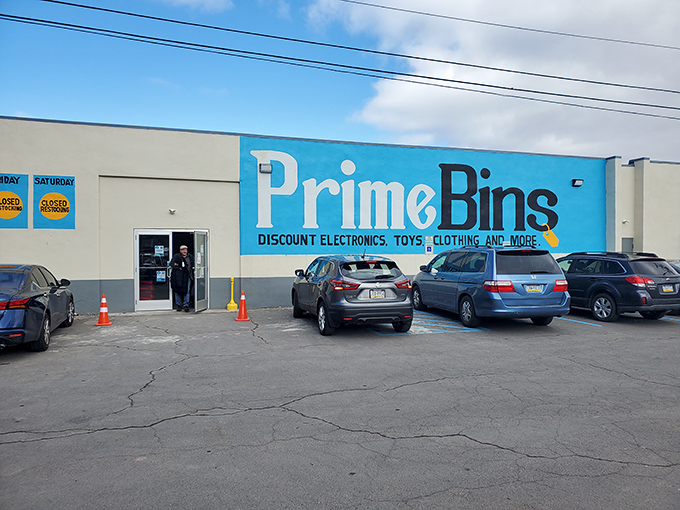 The bright blue storefront of Prime Bins stands out like a retail oasis in Wilkes-Barre, promising treasure hunters the thrill of the unexpected inside.