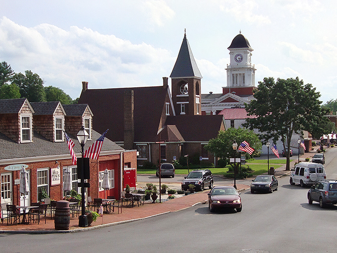 Main Street Jonesborough whispers stories from another era, where brick buildings and white church steeples create the perfect small-town postcard.