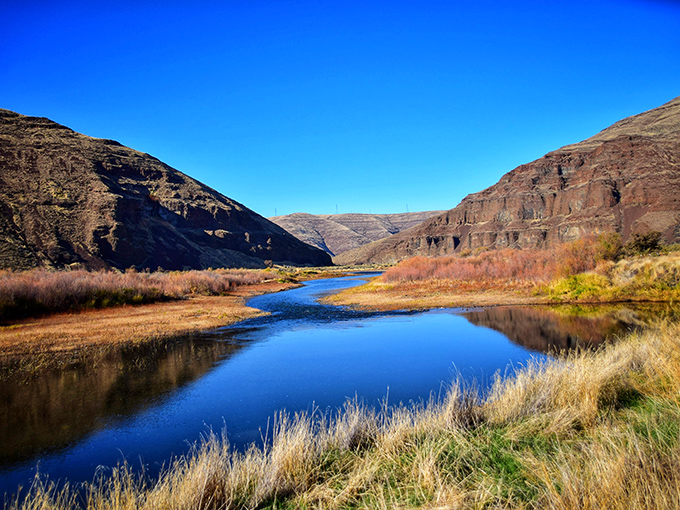 The John Day River carves its masterpiece through golden hills, creating a landscape that whispers "slow down and stay awhile."