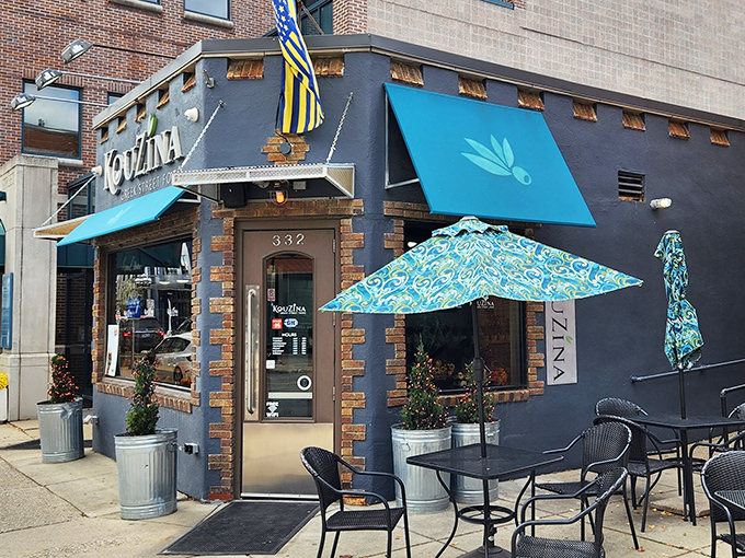 The blue awnings and Greek flag announce your arrival at flavor central. This corner of Royal Oak might as well be a portal to Athens.