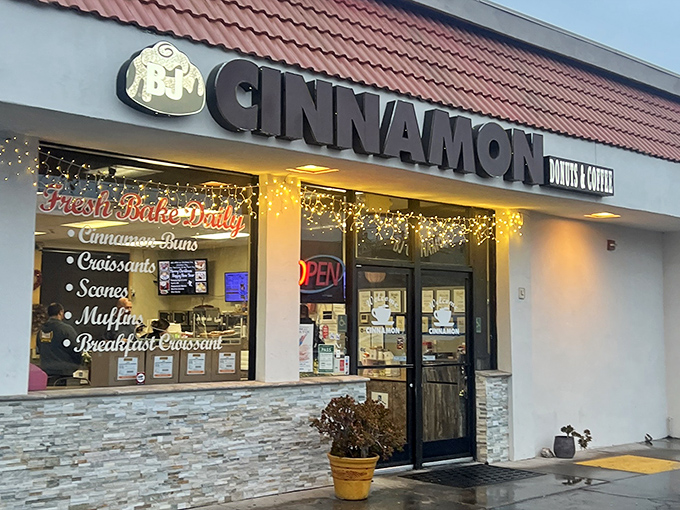 The bright yellow "CINNAMON" sign beckons like a sugary lighthouse on the Folsom strip. Resistance is futile, my friends.